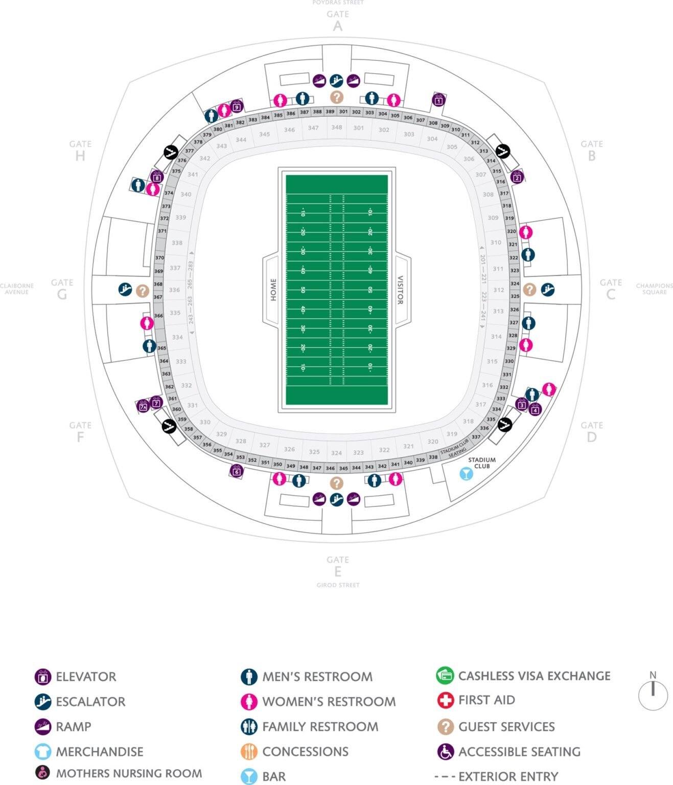 Caesars Superdome Seating Chart 2025 | New Orlean Saints Stadium ...