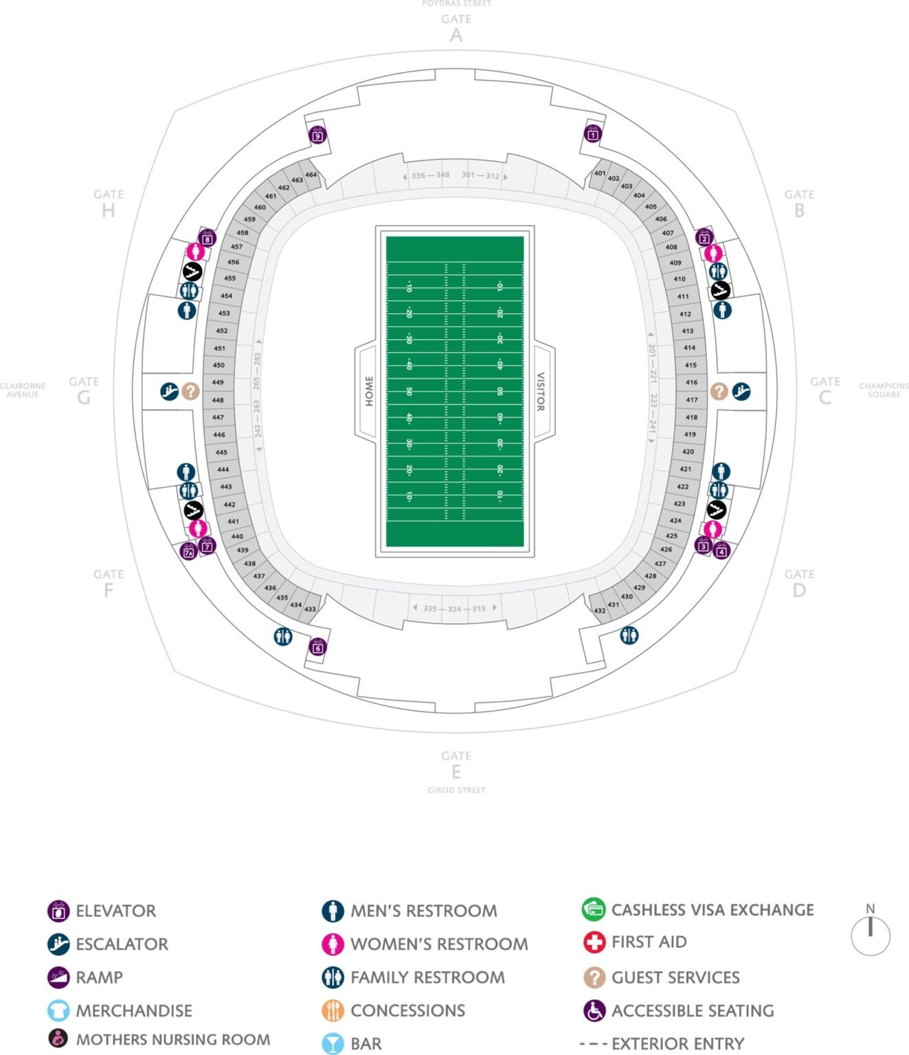 Caesars Superdome Seating Chart 2025 | New Orlean Saints Stadium ...